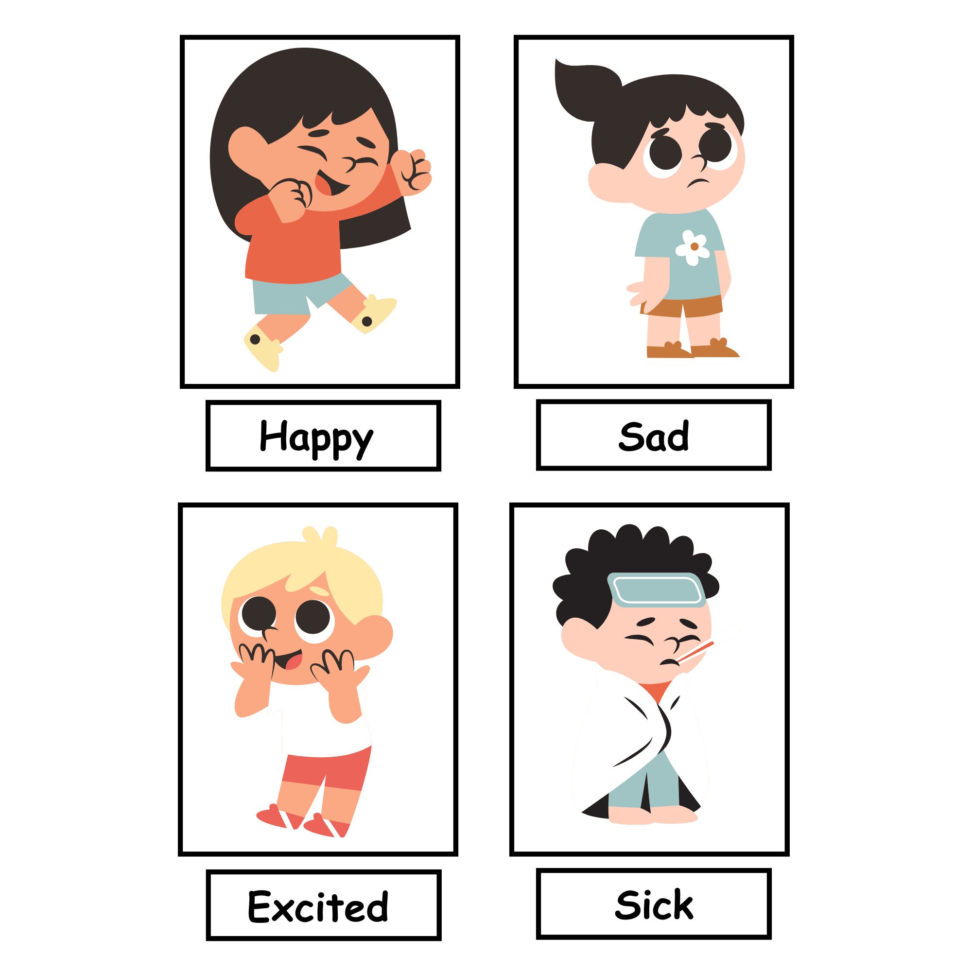 Emotions Cards for Children, Feelings Matching Cards, Printable ...