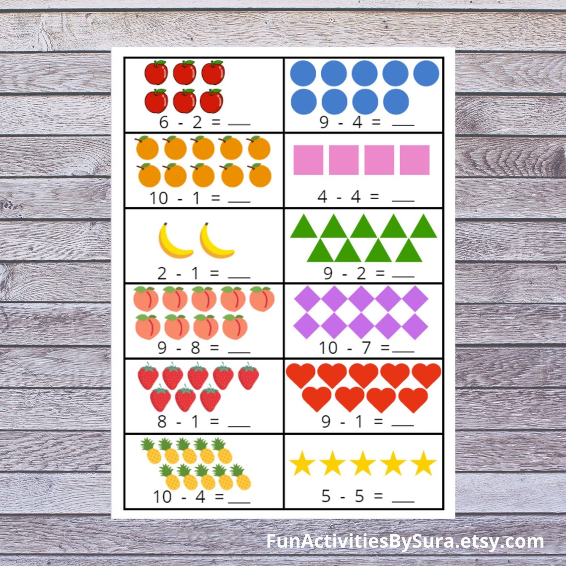 Subtraction Worksheets, EYFS Maths Activity, Nursery Maths , Printable ...