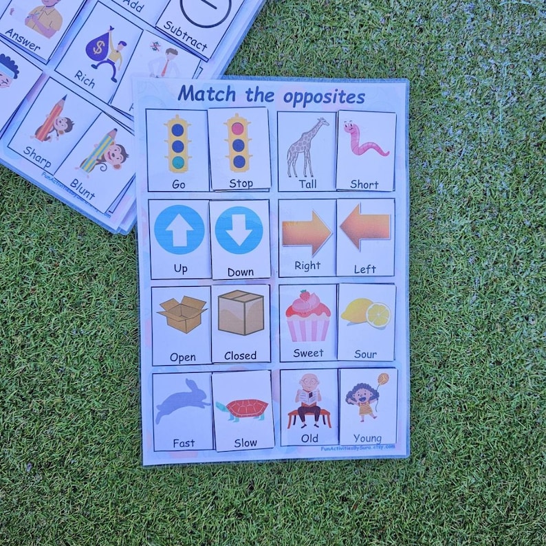 Opposites Matching Activity, Preschool, Kindergarten, Nursery, Special ...