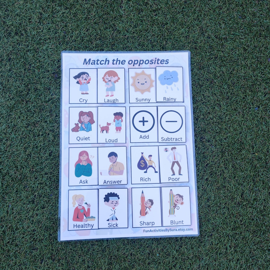 Opposites Matching Activity, Preschool, Kindergarten, Nursery, Special ...