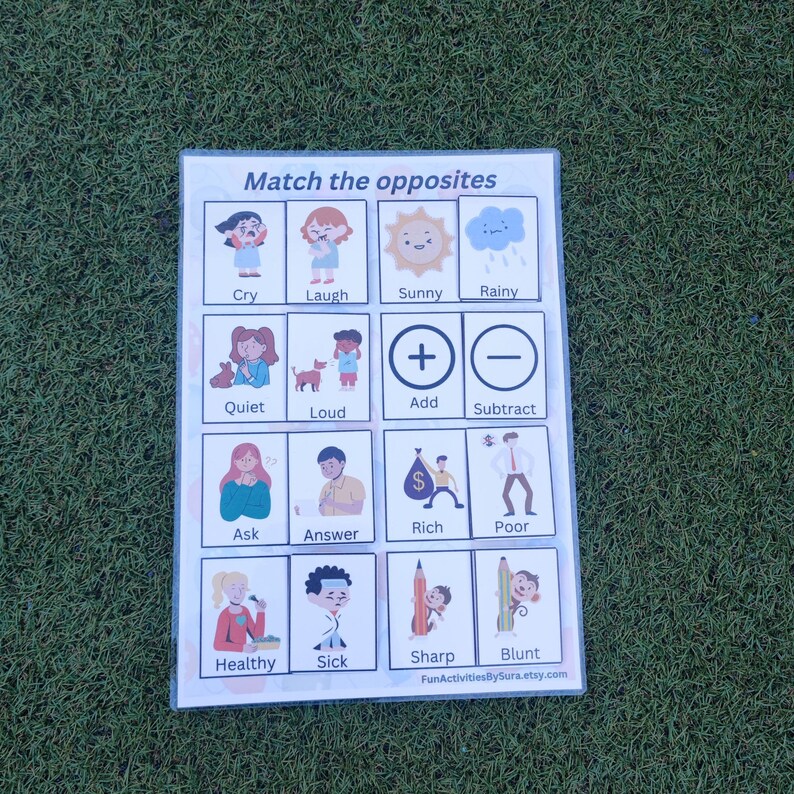 Opposites Matching Activity, Preschool, Kindergarten, Nursery, Special ...