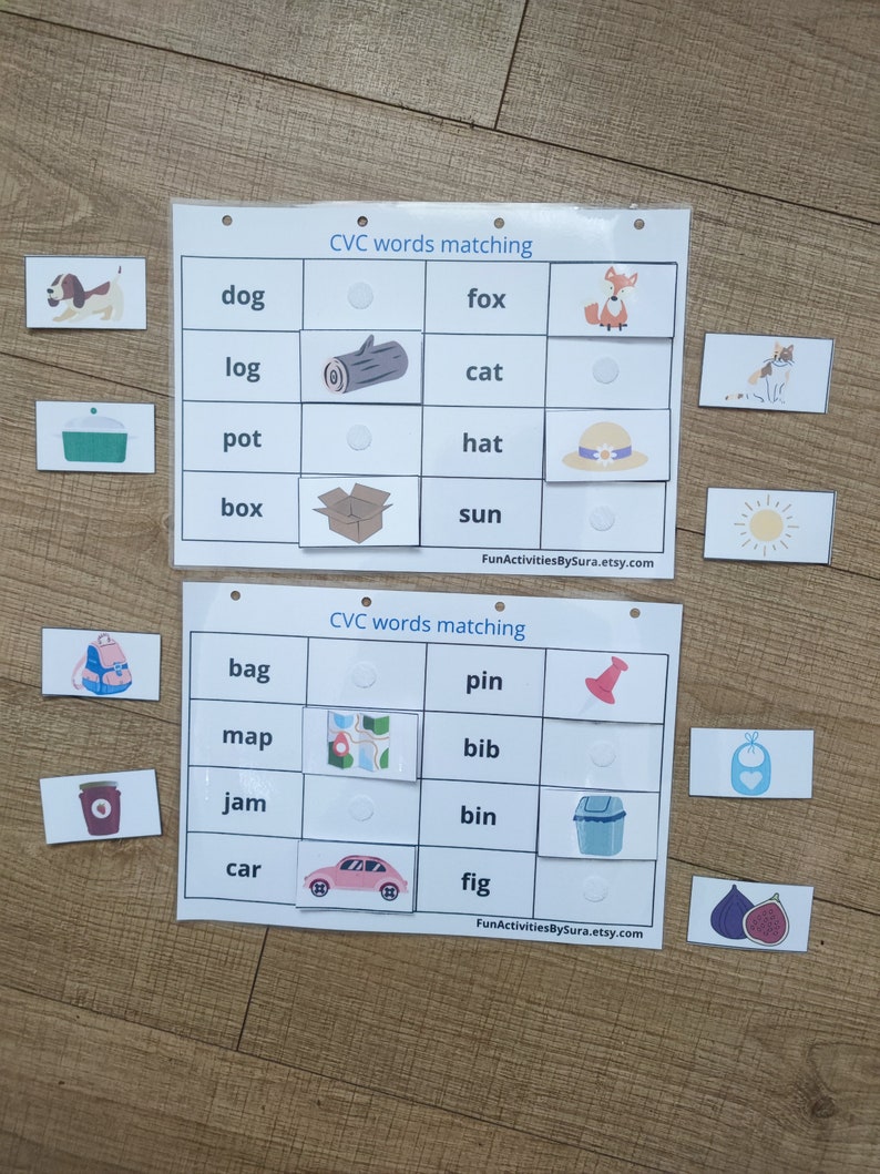 CVC Words Matching Worksheets Phonics Game Educational - Etsy UK