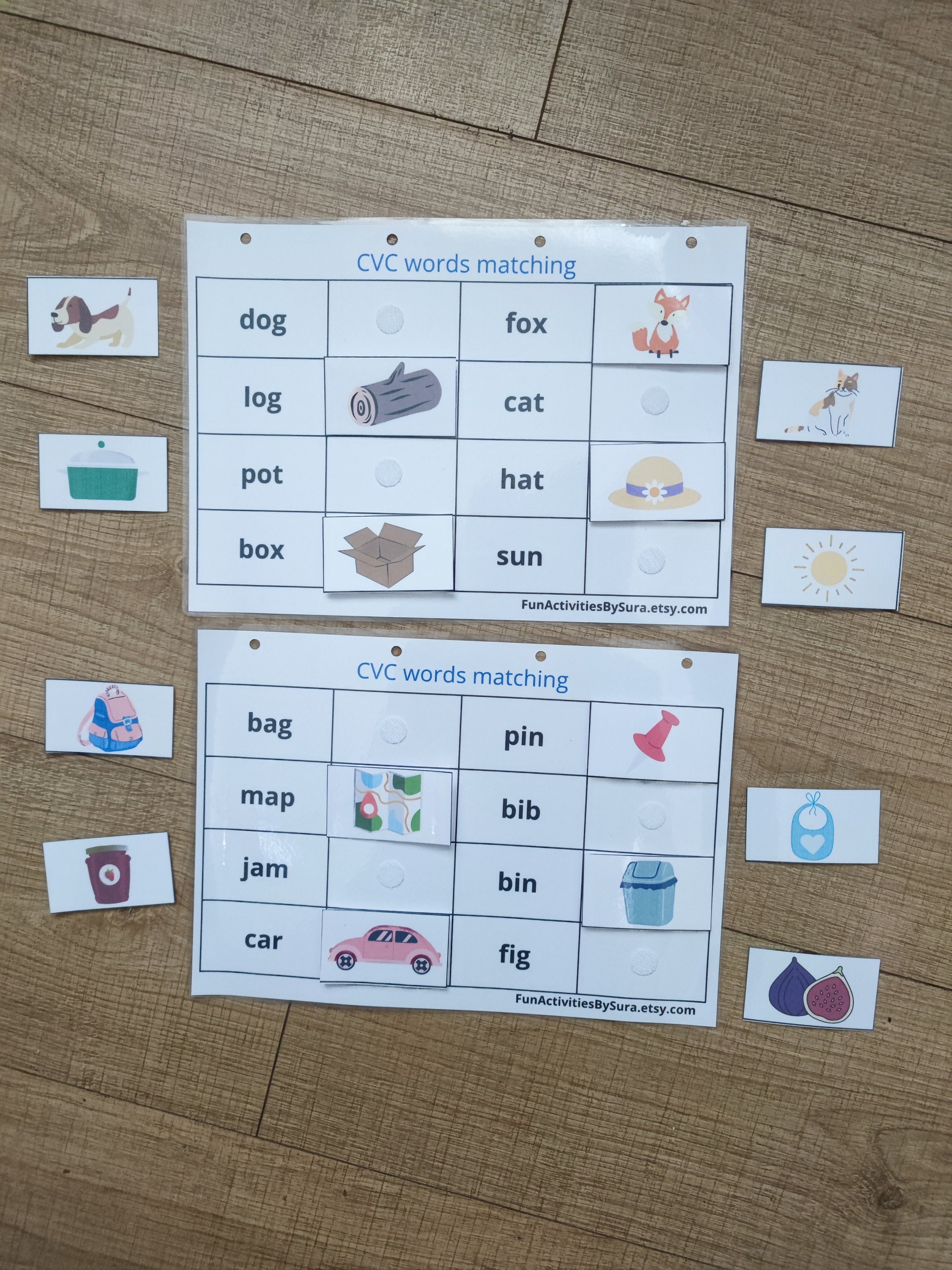 CVC Words Matching Worksheets Phonics Game Educational - Etsy UK