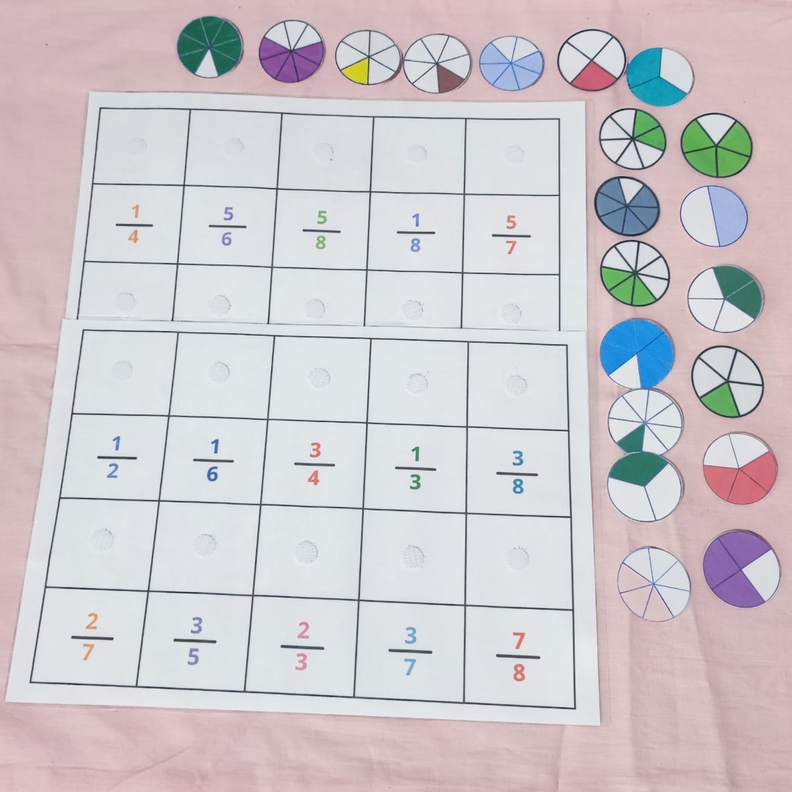 Fraction Printable Activity Board, Fraction Matching Printable ...