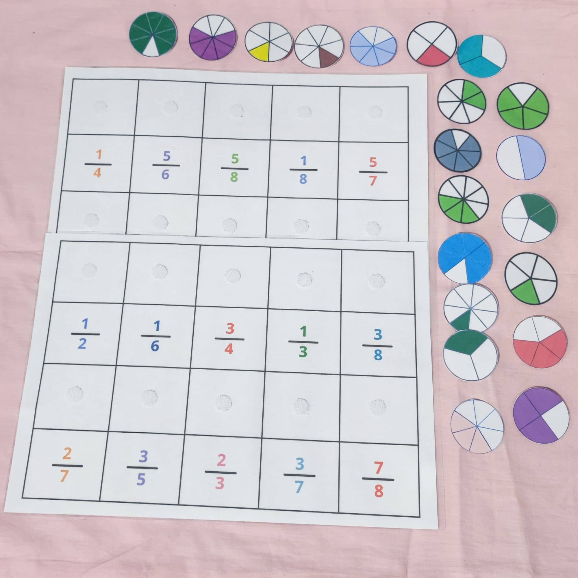 Fraction Printable Activity Board, Fraction Matching Printable ...