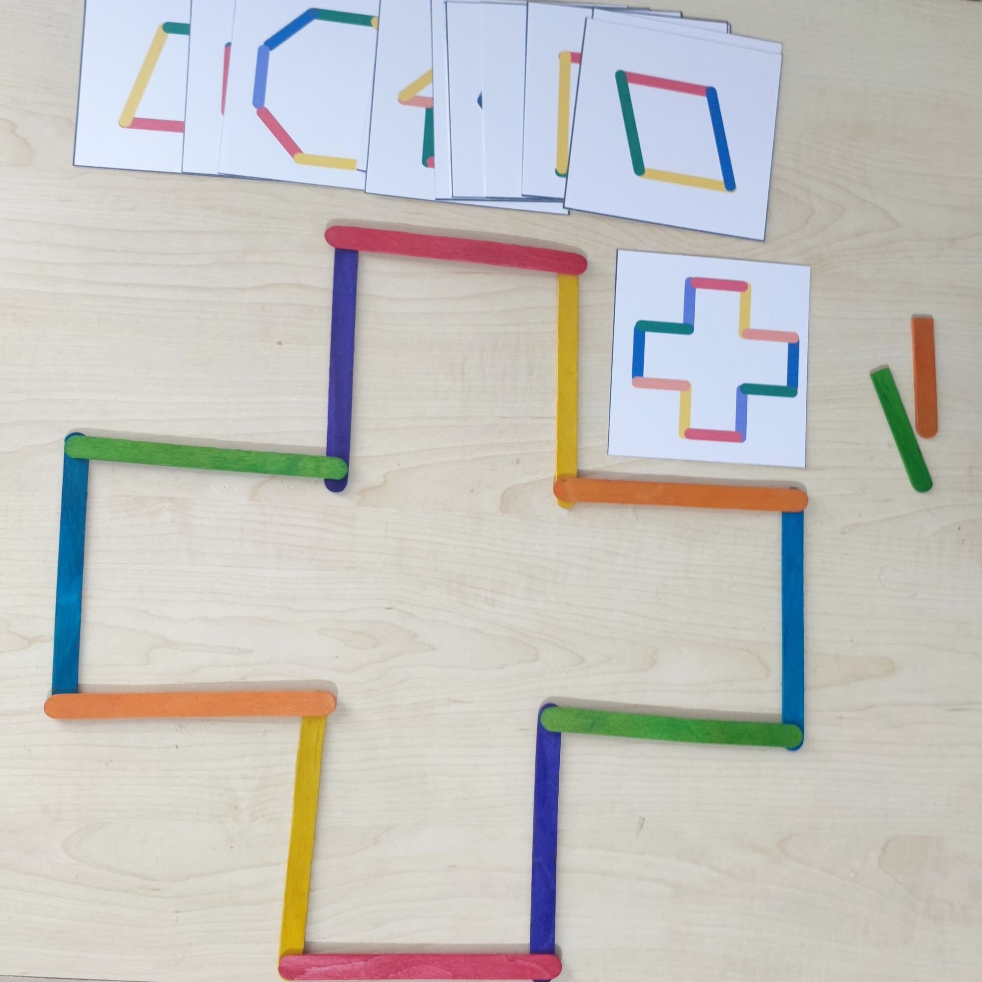 Popsicle Sticks Shapes Patterns Matching Cards Printable - Etsy