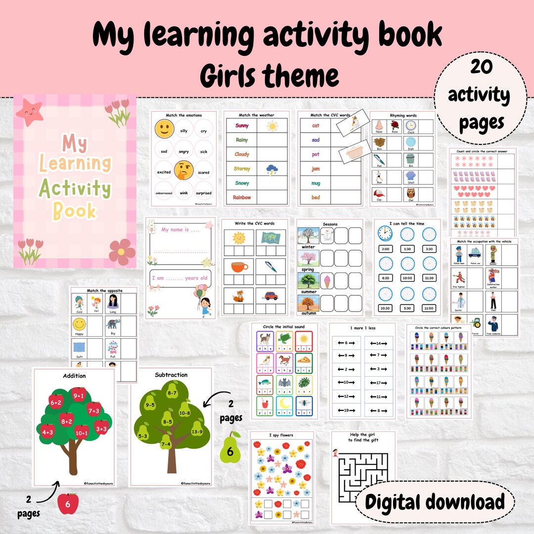 My Learning Activity Book Printable, Girls Learning Binder, Educational ...