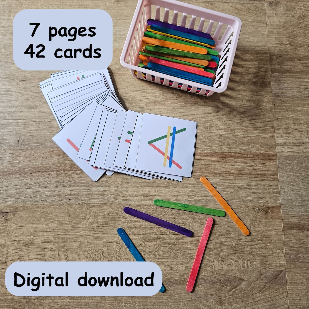 Popsicle Sticks Patterns Matching Cards, Printable Preschool Activities ...