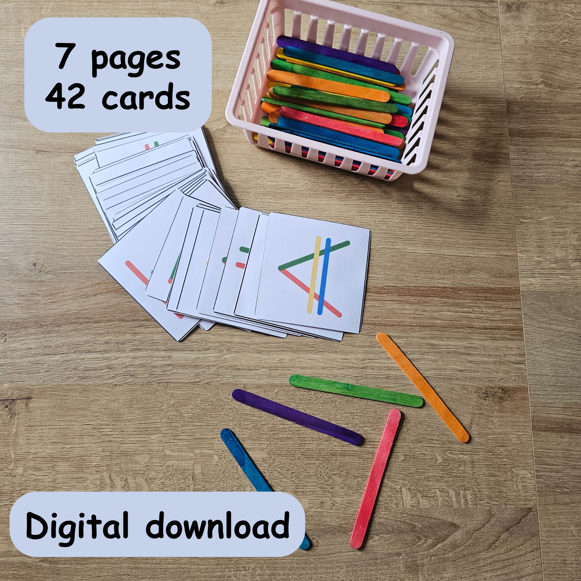 Popsicle Sticks Patterns Matching Cards, Printable Preschool Activities ...
