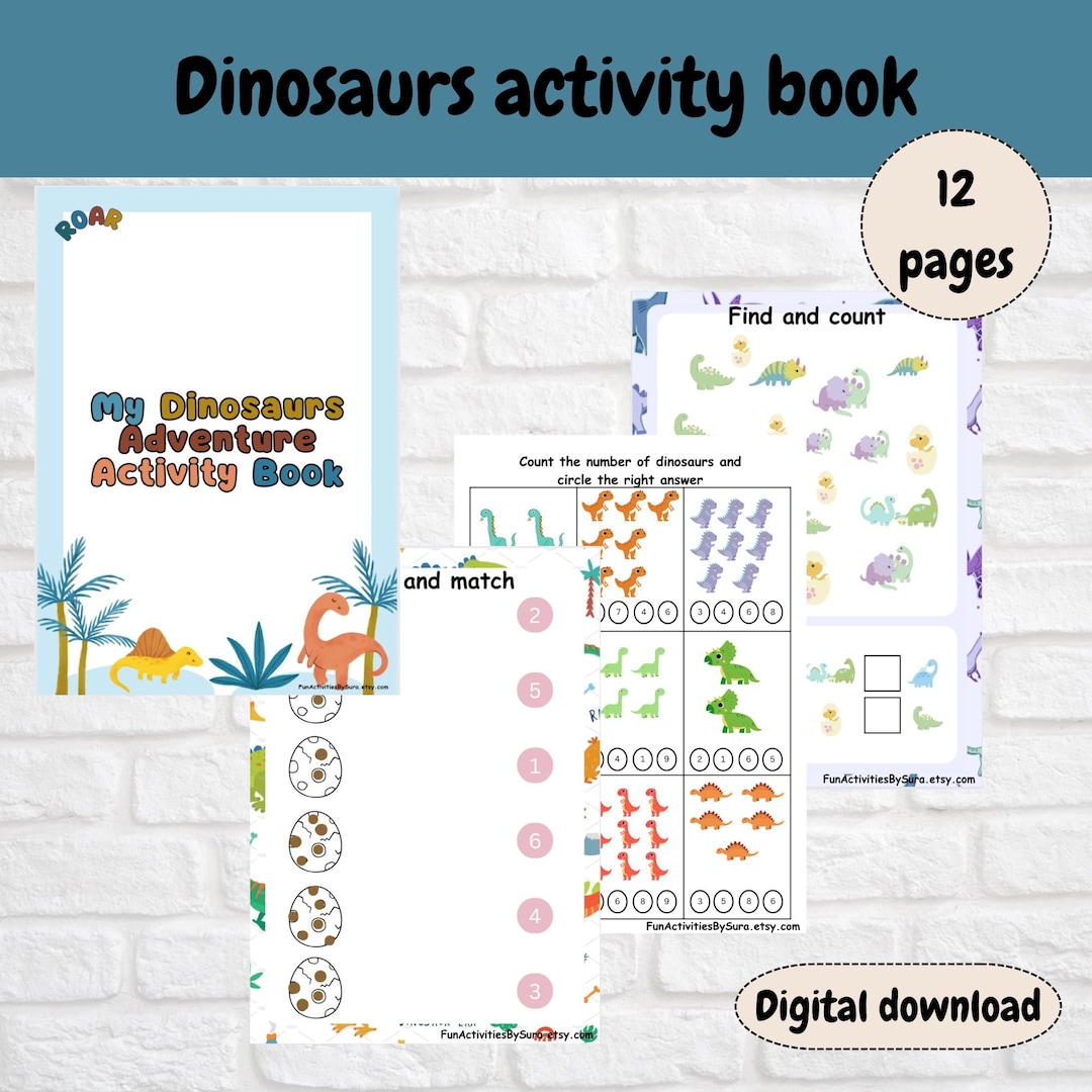 My Dinosaurs Adventure Activity Book, Dinosaurs Printable Activity ...