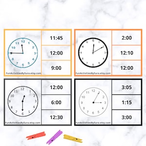 Telling Time Clip Cards Activities, Clock Activity, Tell the Time ...