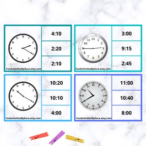 Telling Time Clip Cards Activities, Clock Activity, Tell the Time ...