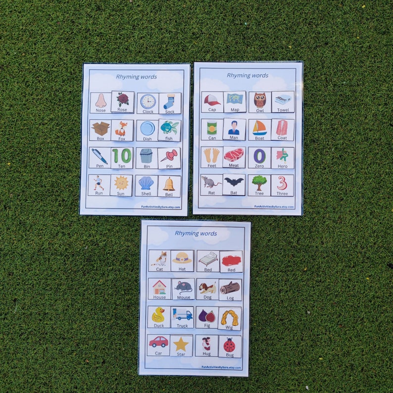 Rhyming Words Matching Worksheet Activity, Printable Preschool Rhyme ...