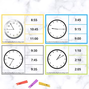 Telling Time Clip Cards Activities, Clock Activity, Tell the Time ...