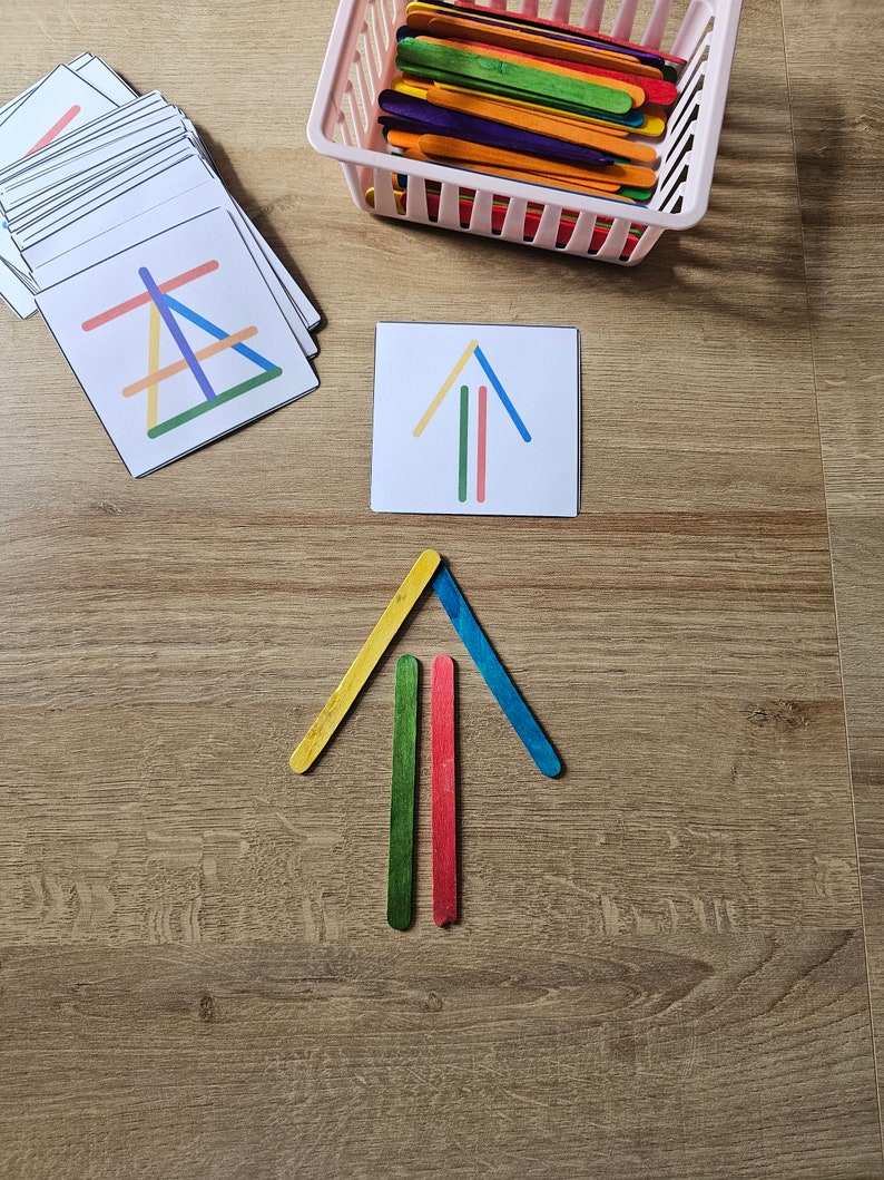 Popsicle Sticks Patterns Matching Cards, Printable Preschool Activities ...