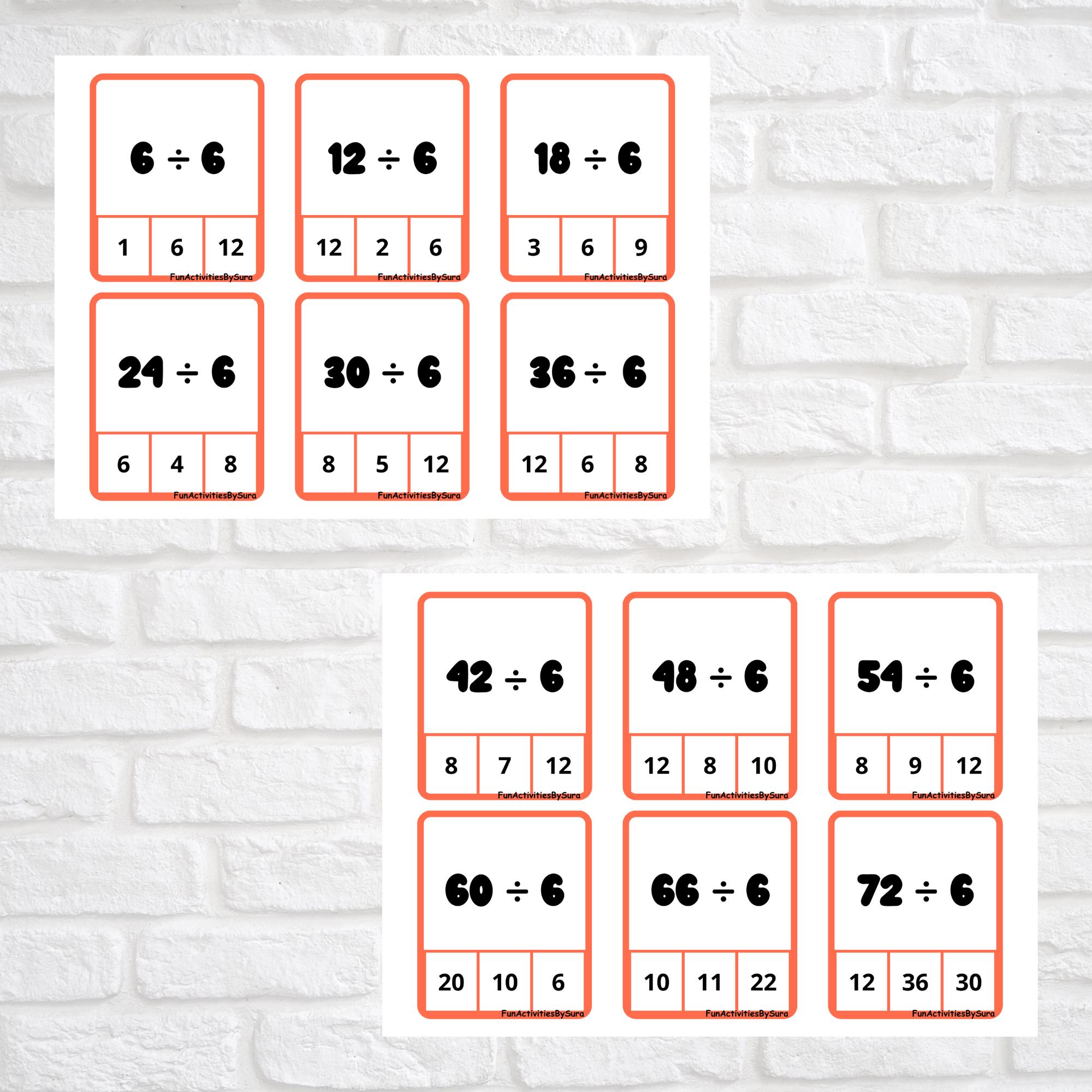 Division Clip Cards: Maths Revision, Homeschool Printable (PDF Download ...
