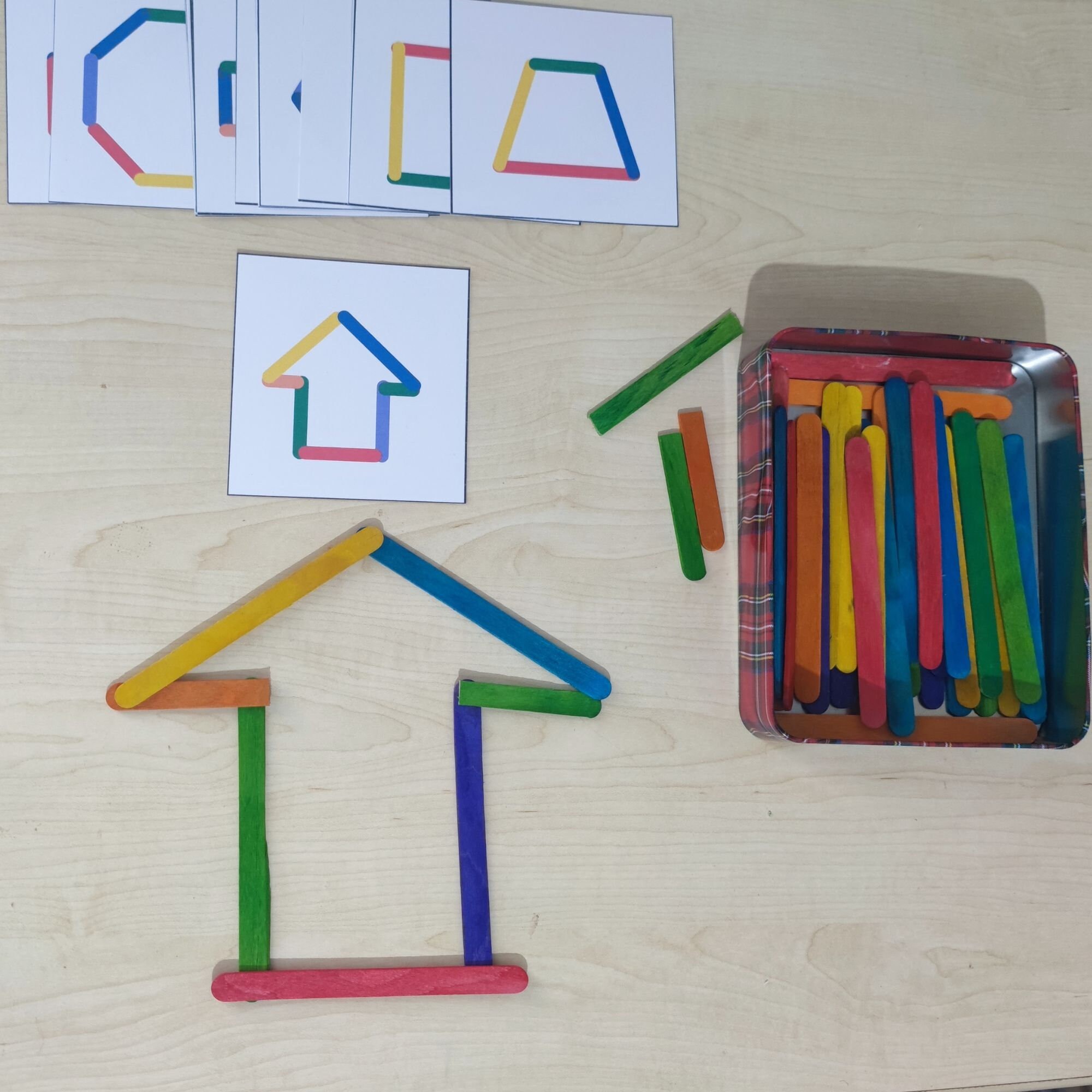 Popsicle Sticks Shapes Patterns Matching Cards Printable - Etsy