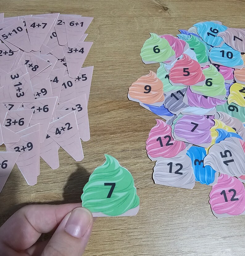 Addition Ice Cream Math Game: Printable Worksheet (PDF) - Etsy Australia