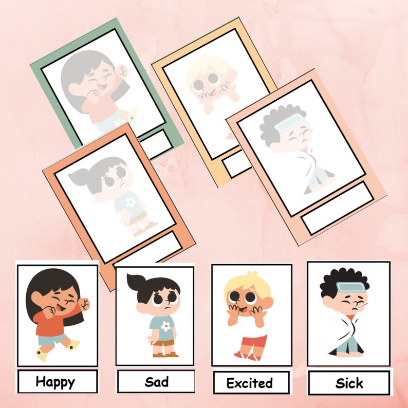 Emotions Cards for Children, Feelings Matching Cards, Printable ...