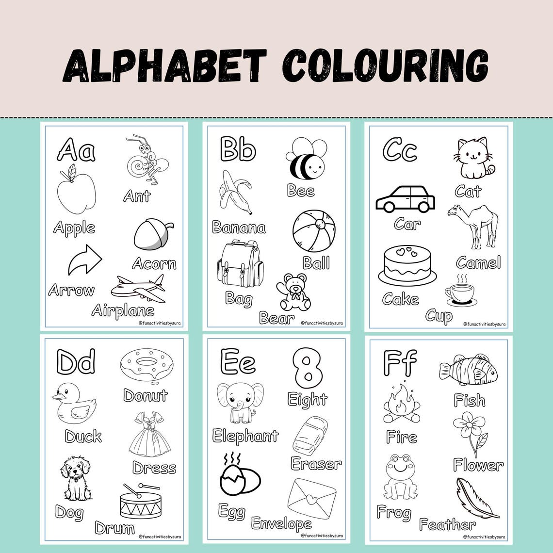 Printable Kids Alphabet Colouring Pages, Fun & Educational A-Z Activity ...
