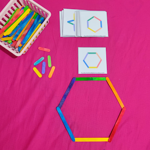 Popsicle Sticks Shapes Patterns Matching Cards, Printable Preschool ...