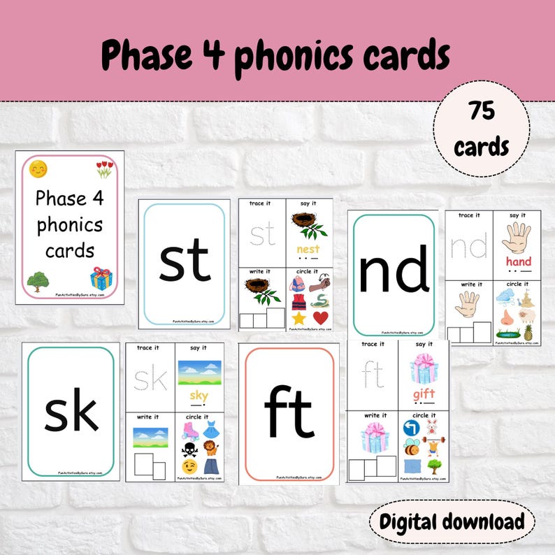 Phase 4 Phonics Cards, Phonics, Learning Phonics, Homeschooling, Early ...
