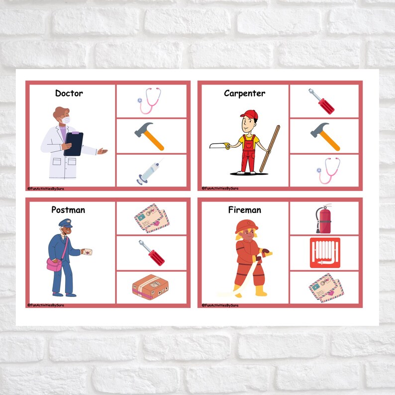 Community Helpers Clip Cards: Professions Printable Activity (digital ...