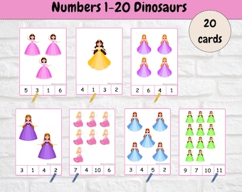 Princess Count and Clip Cards 1-20: Preschool Math (digital Download ...