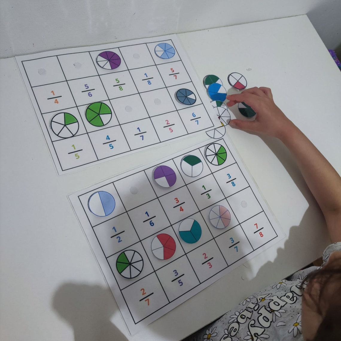 Fraction Printable Activity Board, Fraction Matching Printable ...