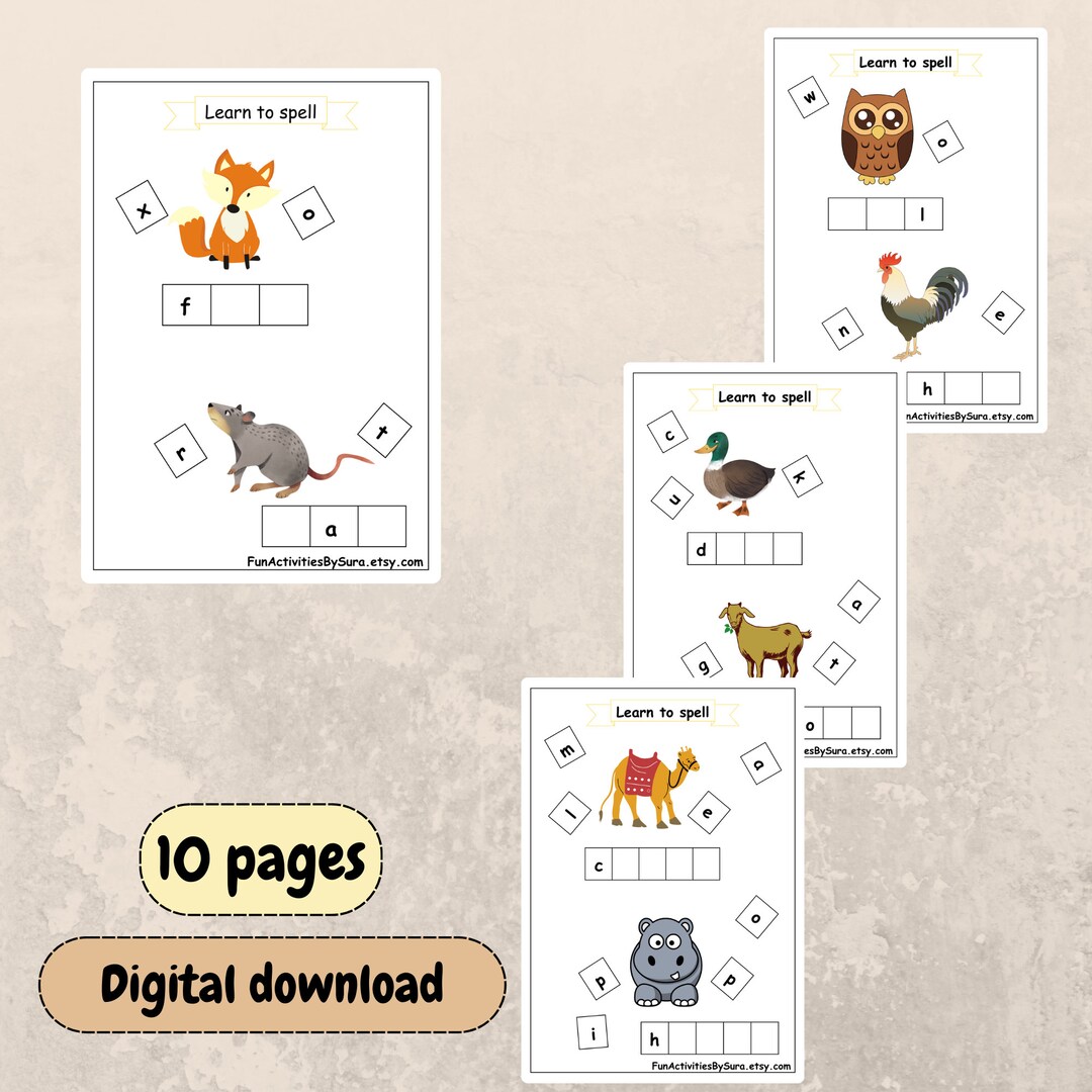 Spelling Worksheets Activity: Learn to Spell Game (PDF) - Etsy