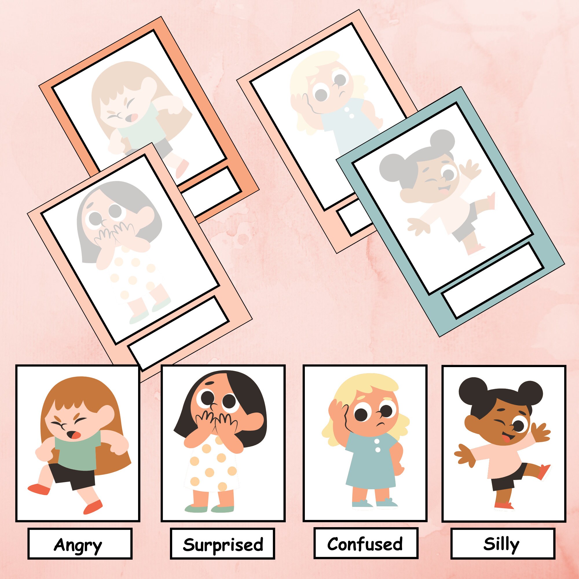 Emotions Cards for Children, Feelings Matching Cards, Printable ...
