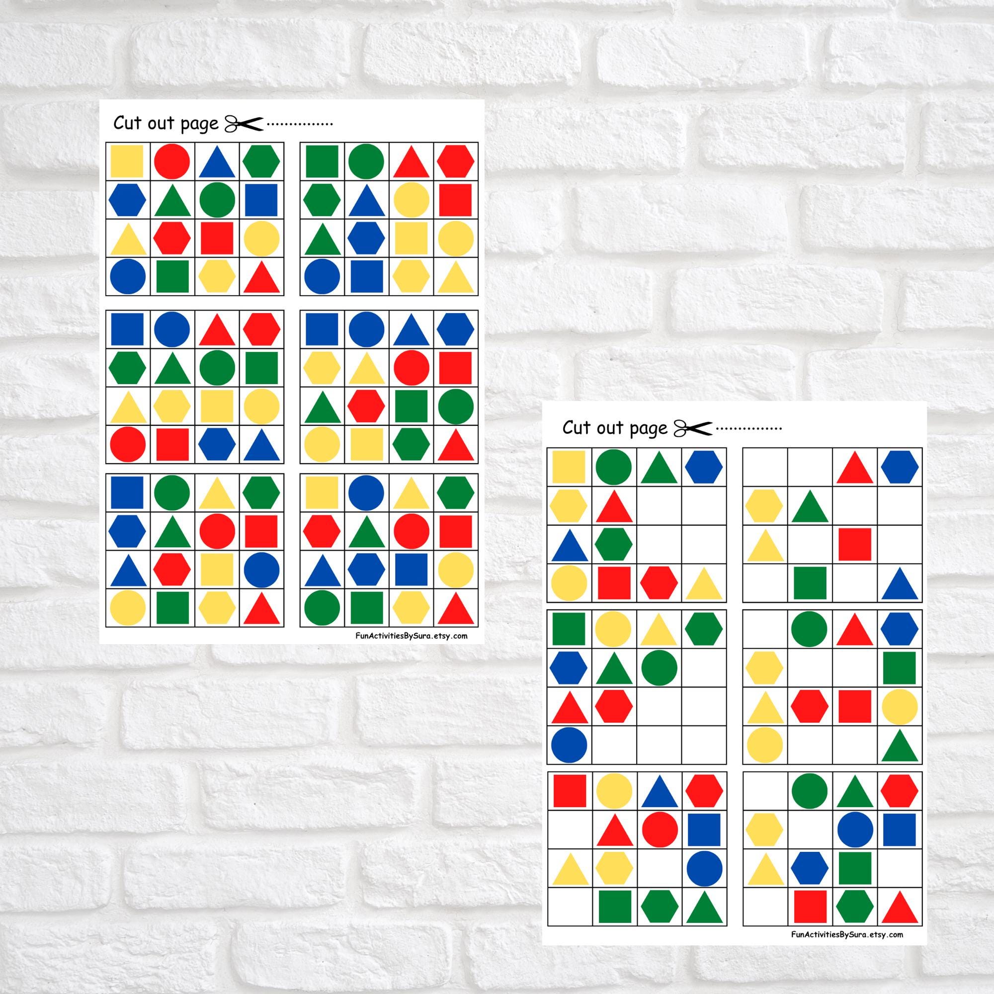 Shapes Matching Game: Preschool Learning Activity (PDF Pattern), Match ...