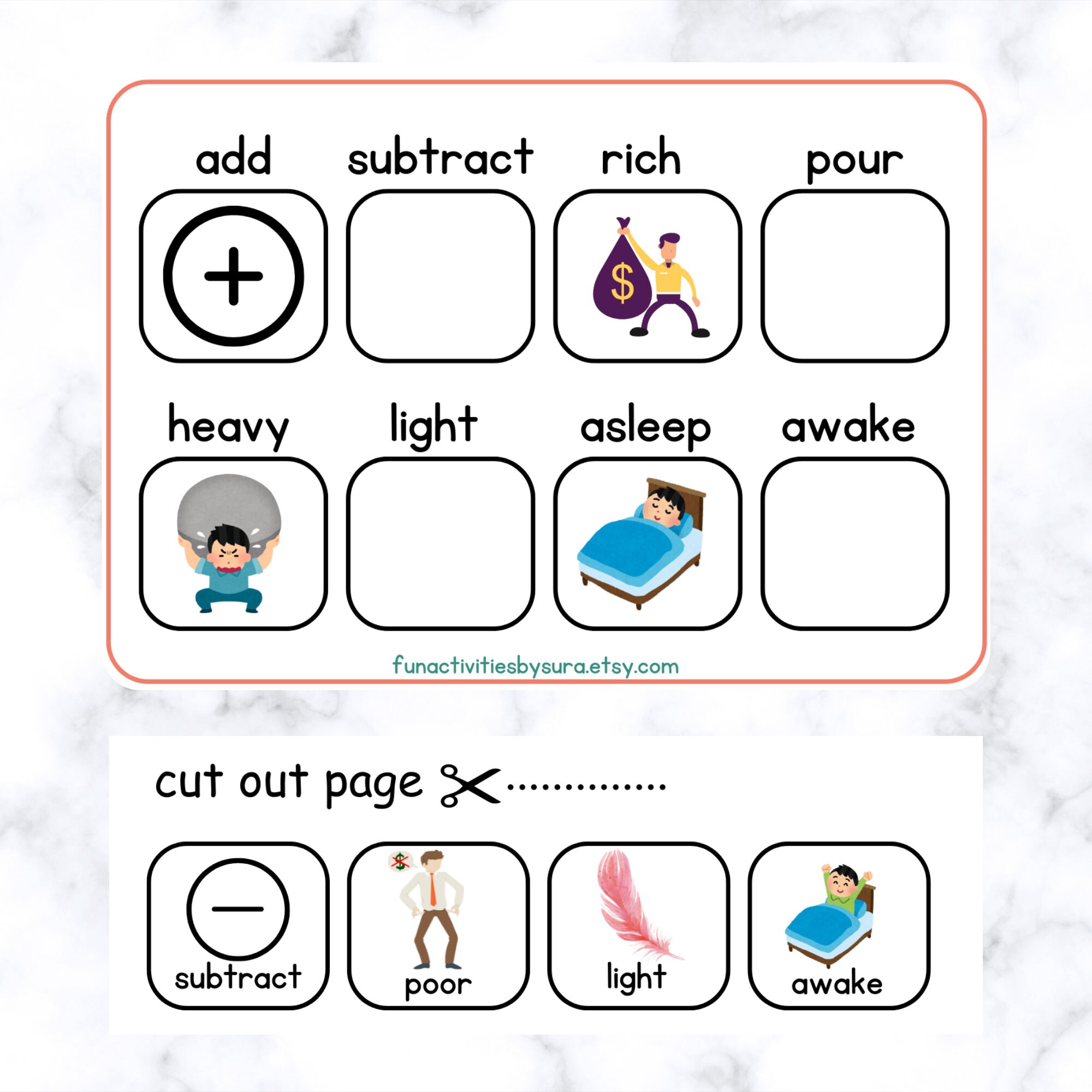 Opposite Words Matching Book, Learn Opposites, Opposite Worksheet ...
