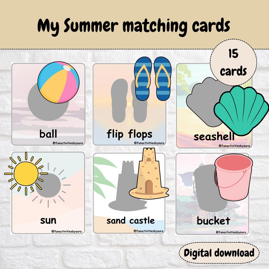 Summer Shadow Matching Cards: Preschool Montessori Activity (PDF ...