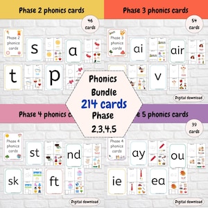 Phonics Flashcards Bundle: Early Learning, Letter Sounds (PDF Digital ...