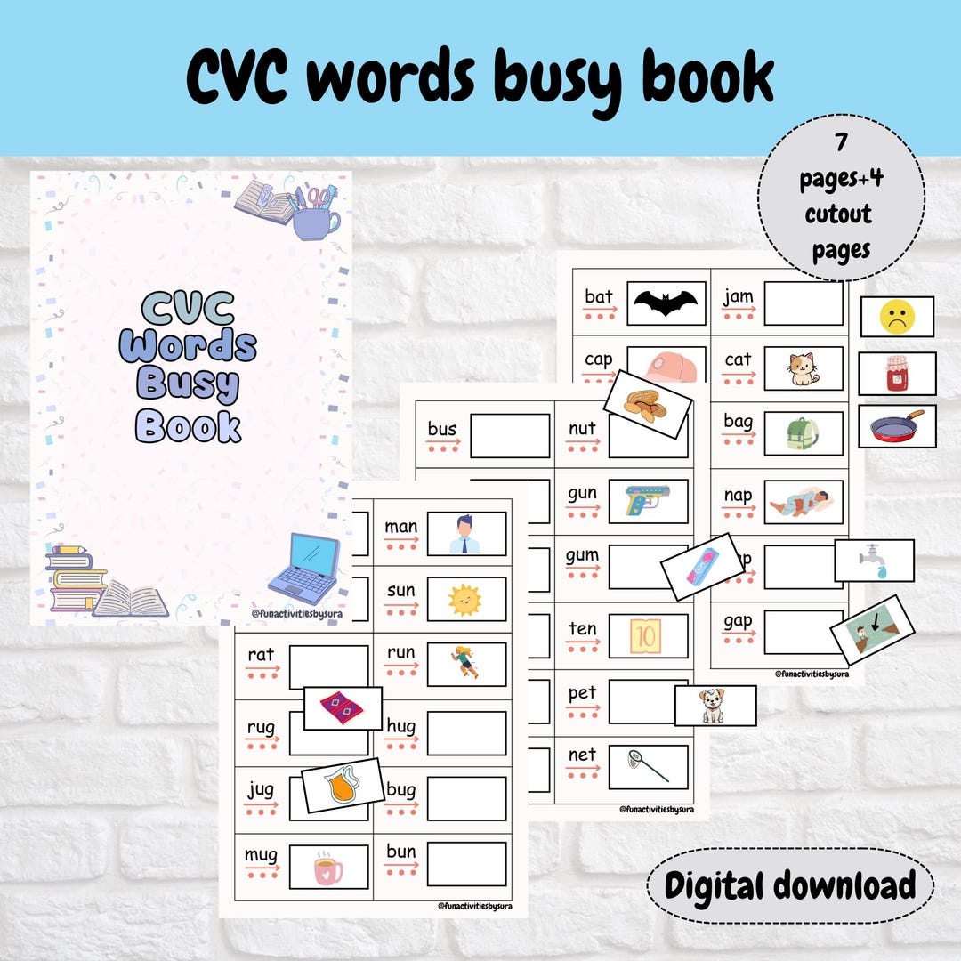 CVC Words Busy Book, CVC Words, CVC Phonics, Busy Book, Toddler ...