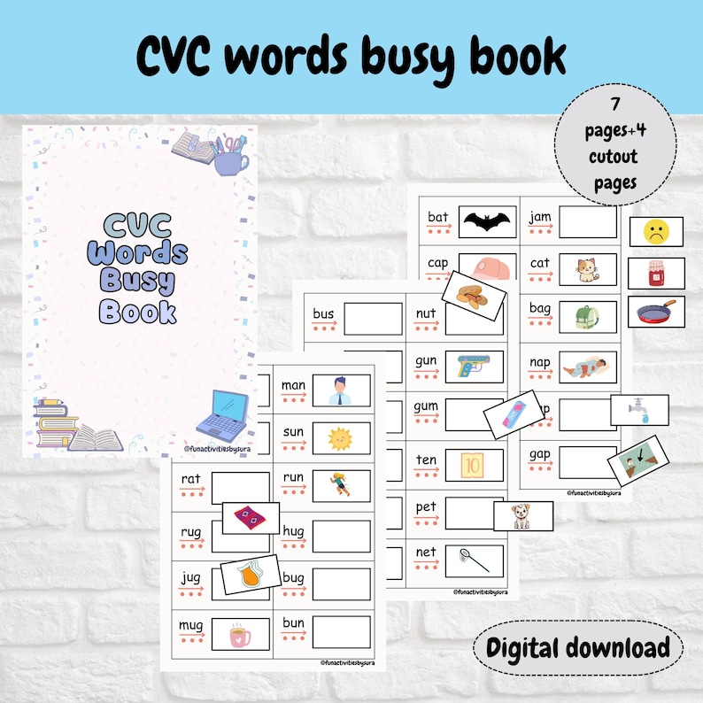 CVC Words Busy Book, CVC Words, CVC Phonics, Busy Book, Toddler ...