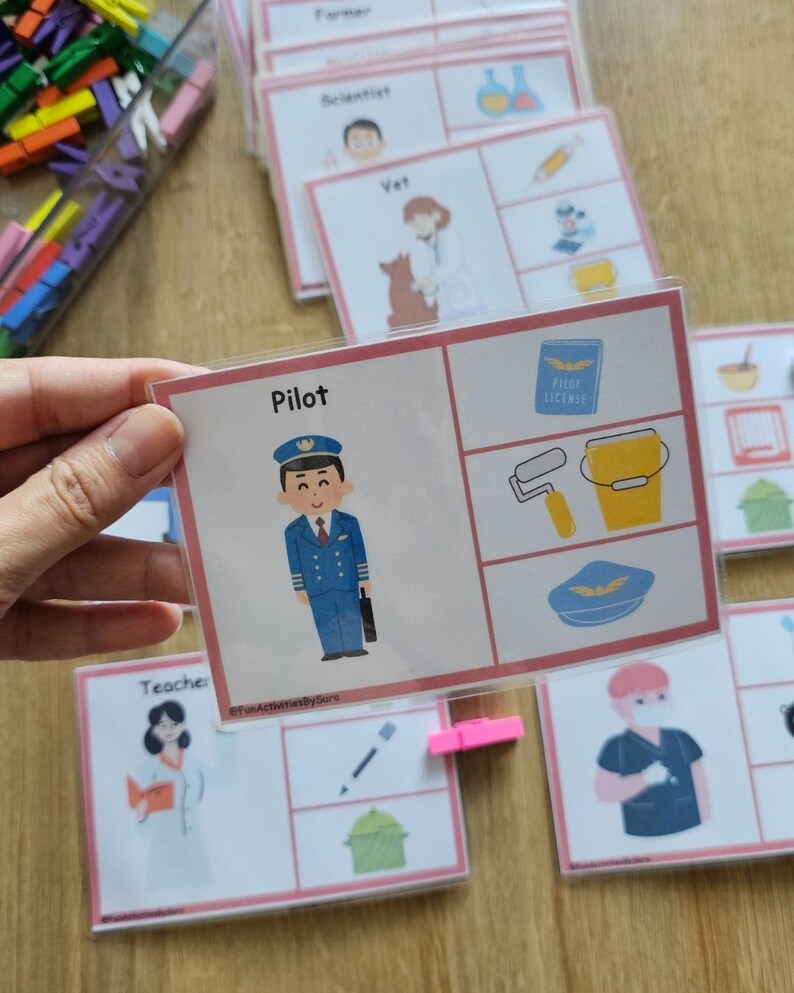 Community Helpers Clip Cards: Professions Printable Activity (digital ...