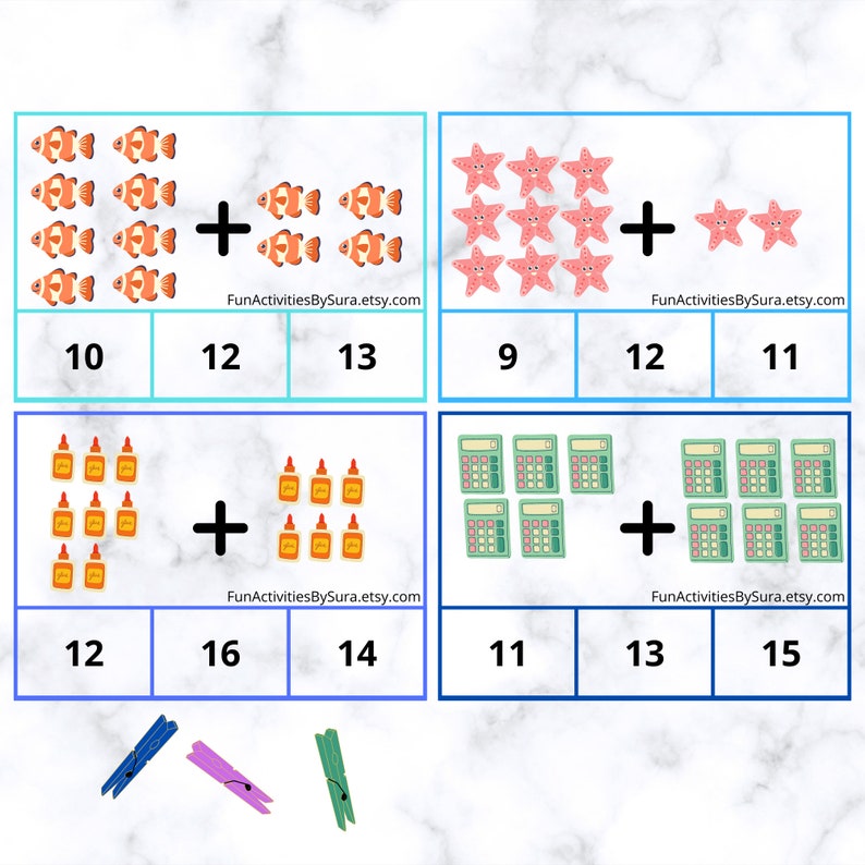 Addition Clip Cards: Montessori Math Activity (PDF Download) - Etsy