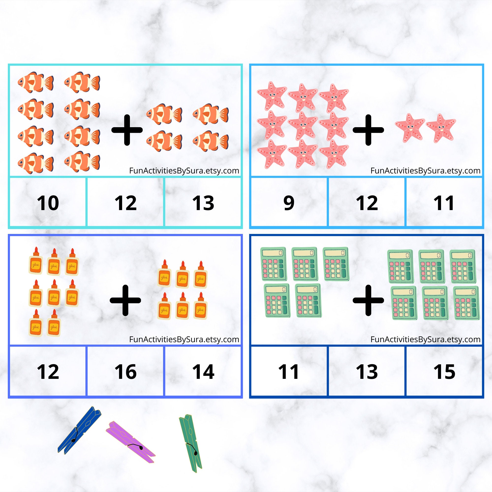 Addition Clip Cards: Montessori Math Activity (PDF Download) - Etsy