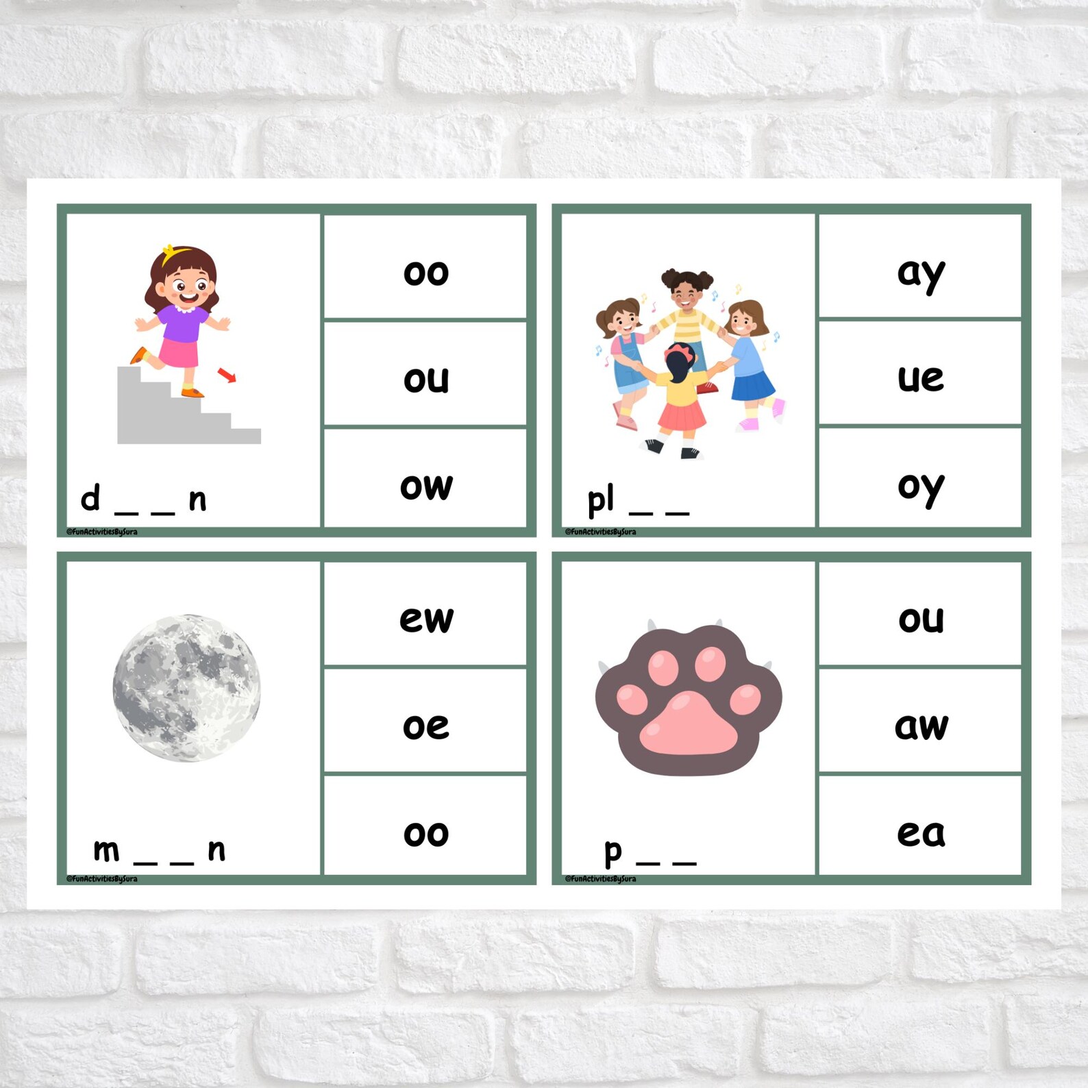 Phonics Missing Sounds Clip Cards: Matching Game (digital Download ...