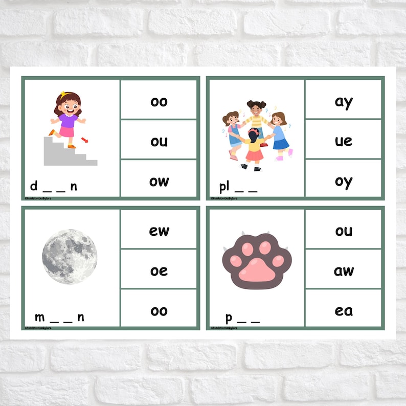 Phonics Missing Sounds Clip Cards: Matching Game (digital Download ...