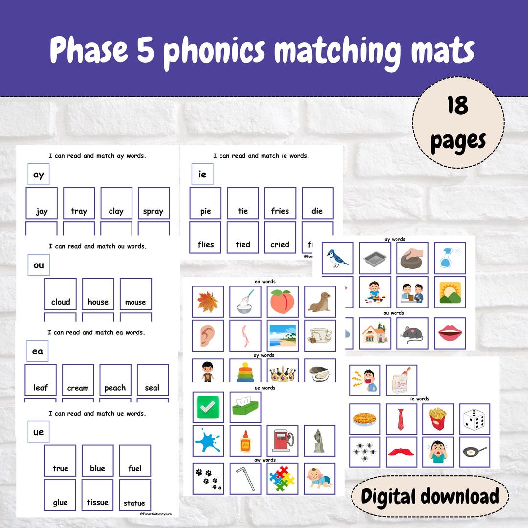 Phase 5 Phonics Activity Mats, Phonics Sounds Mats, Matching Activity ...