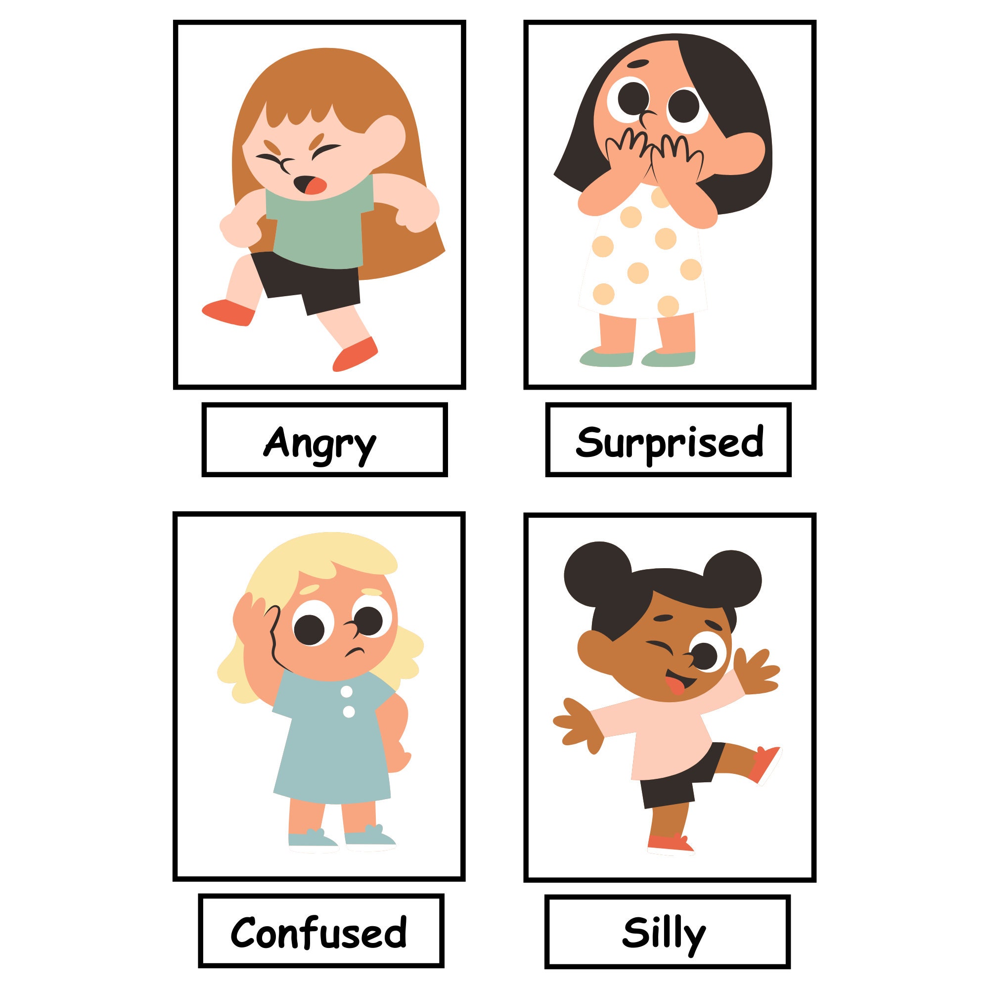 Emotions Cards for Children, Feelings Matching Cards, Printable ...