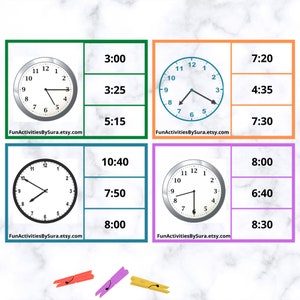 Telling Time Clip Cards Activities, Clock Activity, Tell the Time ...