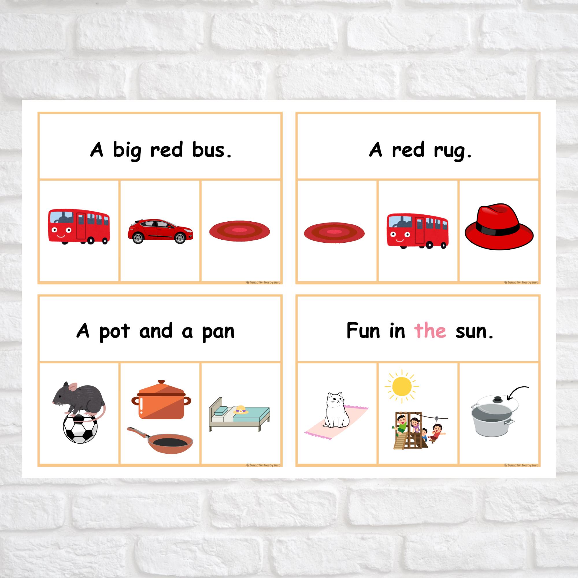 Phonics Reading Sentences Clip Cards: Montessori Learn to Read (digital ...