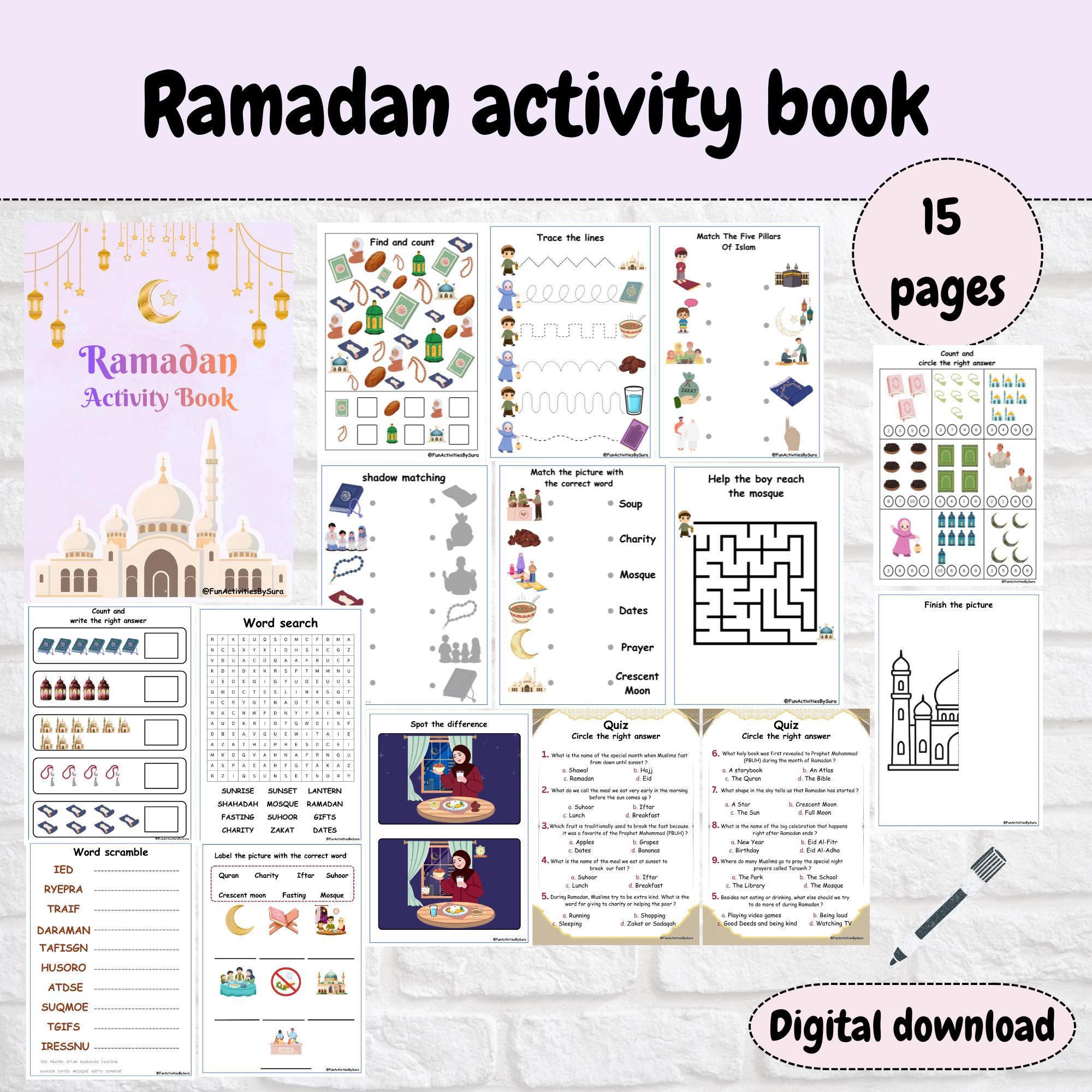 Ramadan Activity Book: Kids Learning Games (digital Download), Ramadan ...