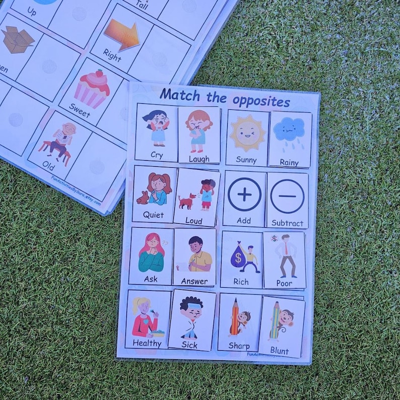Opposites Matching Activity, Preschool, Kindergarten, Nursery, Special ...