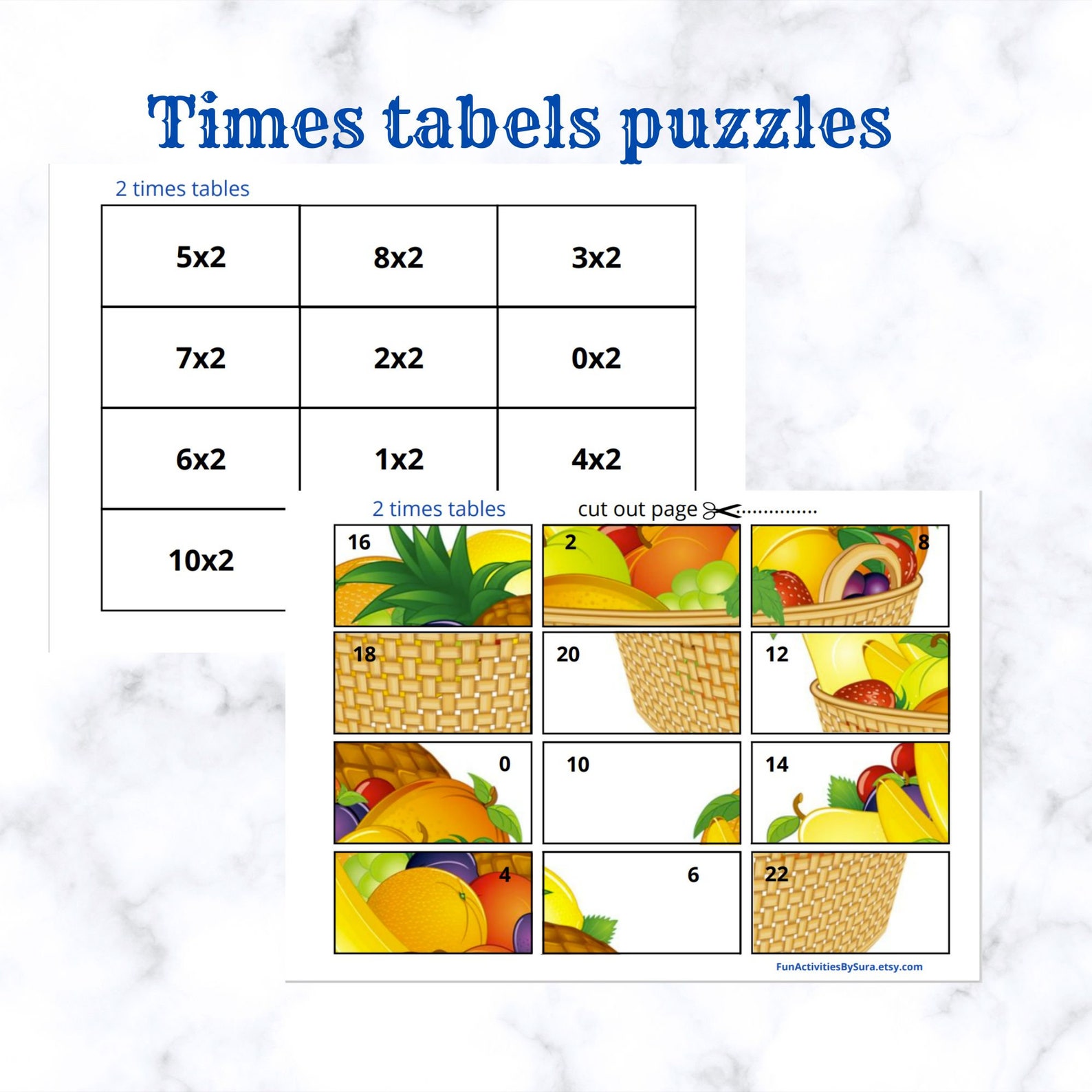 Times Tables Puzzles Practice Activity, Printable Puzzles, Activity ...