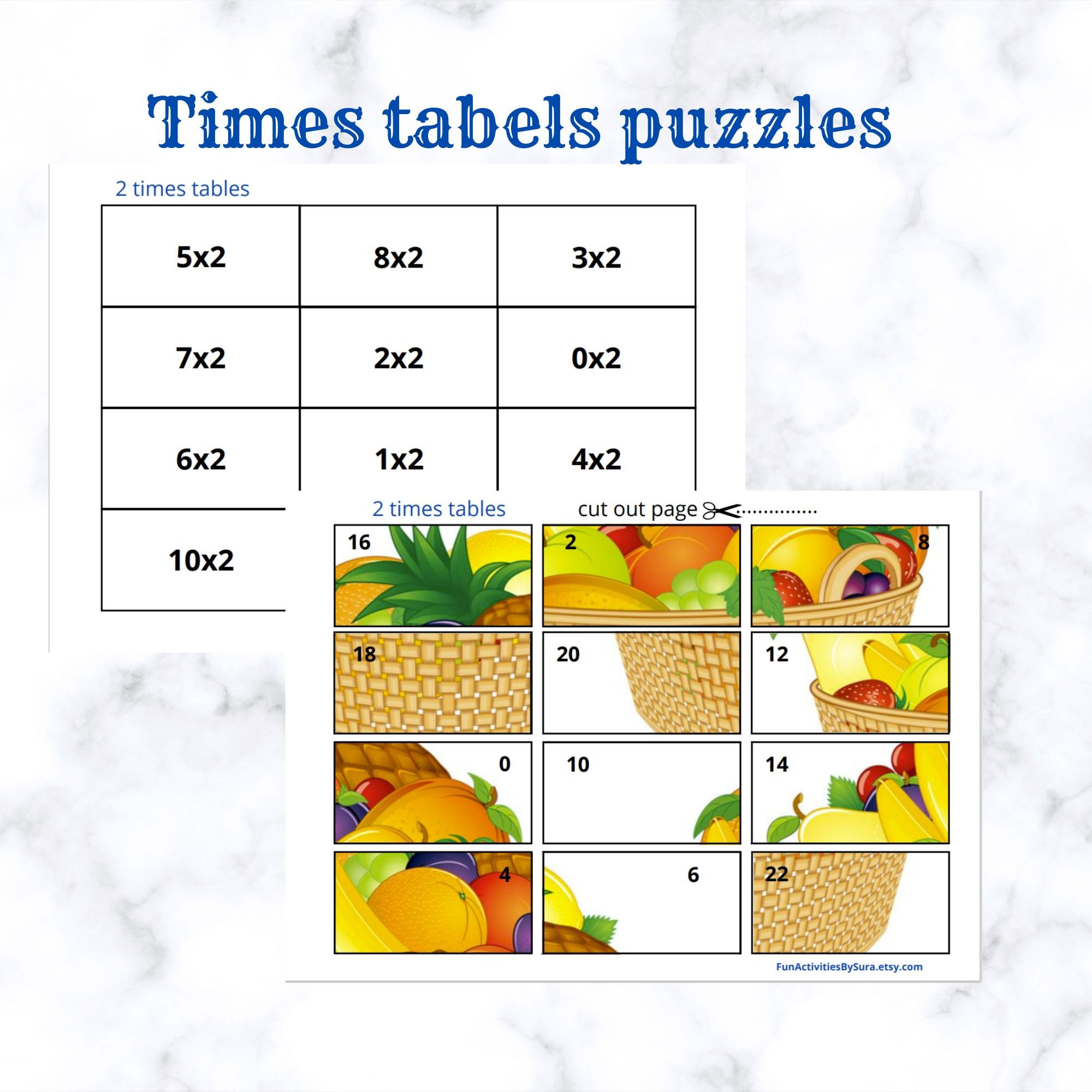 Times Tables Puzzles Practice Activity, Printable Puzzles, Activity ...